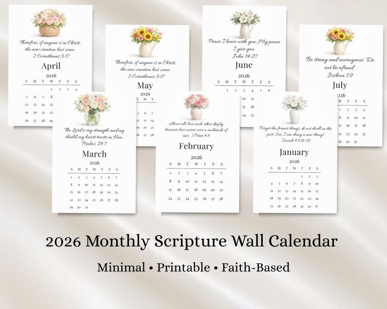 2026 Christian Wall & Desk Calendar Printable, Sizes 8.5 X11 and 4x6 ...