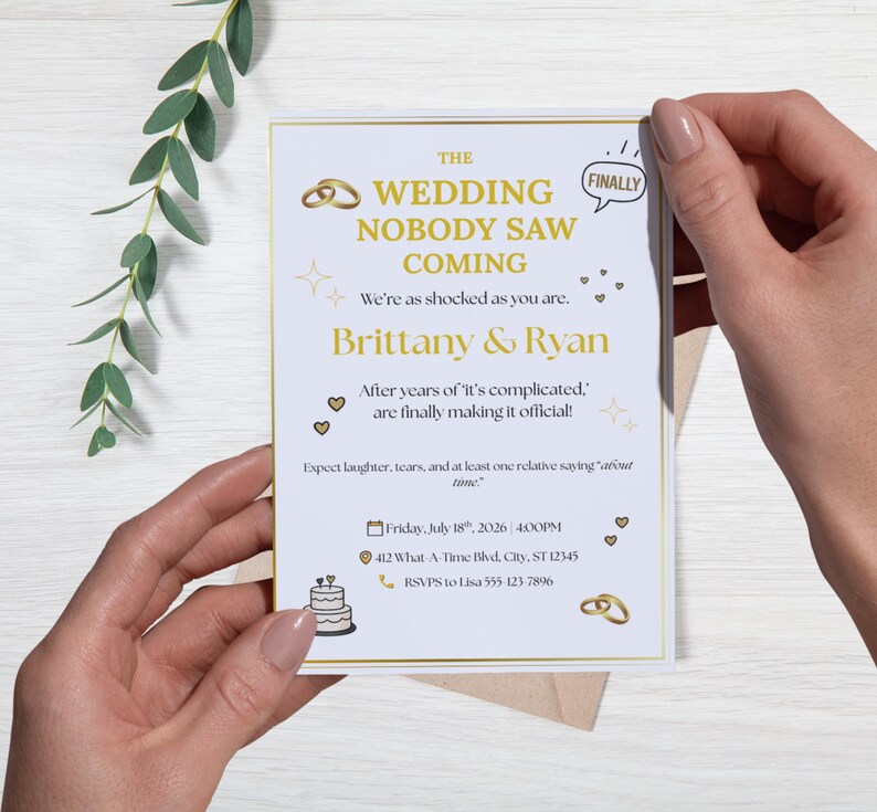 Funny Wedding Invitation Template | Editable Canva Invite | Elegant ...