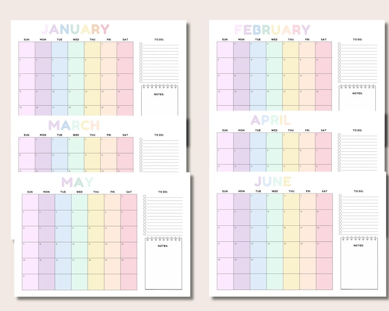 Printable 2026 Pastel Monthly Calendar| Minimal Wall and Desk Calendar ...
