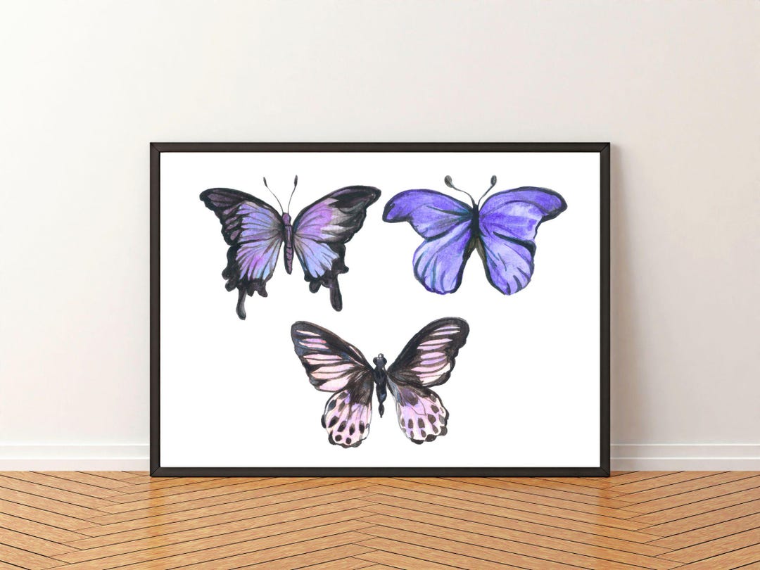 Purple Butterfly Wall Print - Wall Art - Etsy