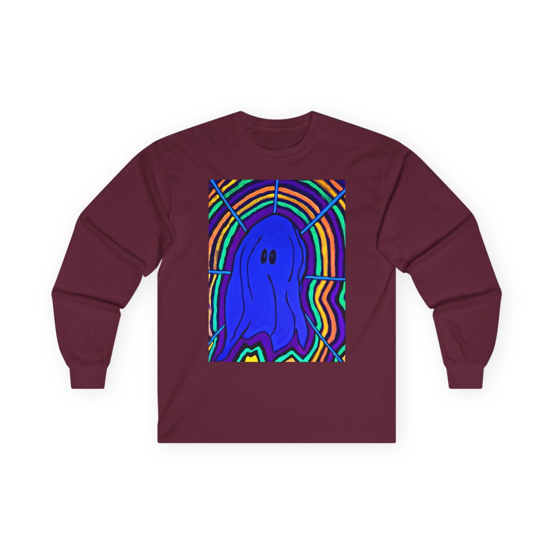Neon Trippy Retro Ghost Vaporwave Abstract Art Long Sleeve Tee - Etsy
