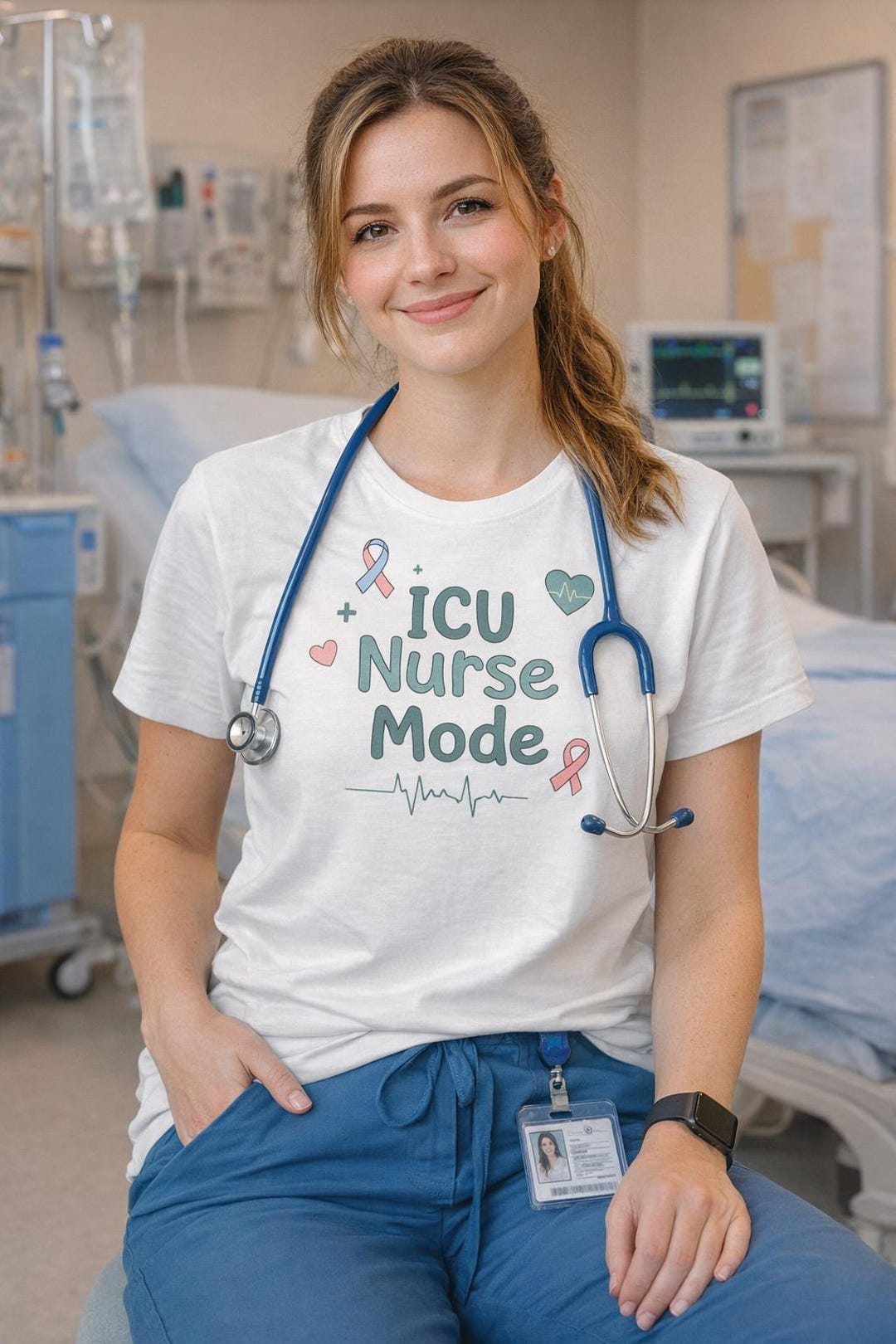 ICU Nurse Mode Shirt - Critical Care Nurse Tee - Breast Cancer Ribbon ...