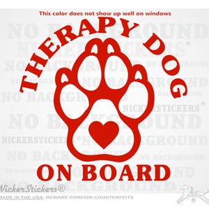 Therapy Dog on Board - Paw Print | High Quality Adhesive Vinyl Window ...