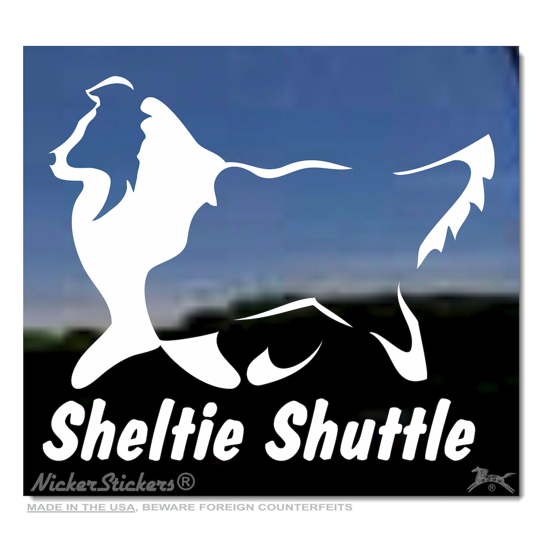Sheltie Shuttle | High Quality Adhesive Vinyl Shetland Sheepdog Window ...