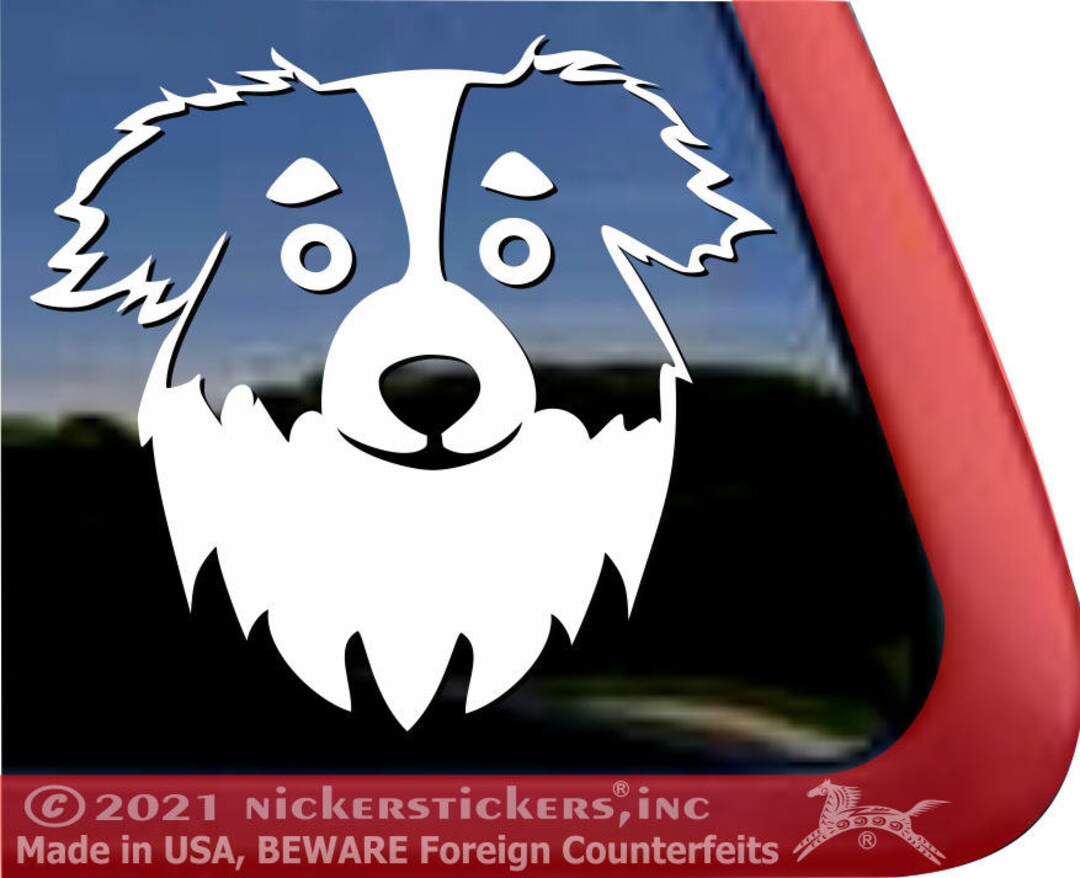 Aussie Face | DC1401PL | High Quality Australian Shepherd Window Decal ...