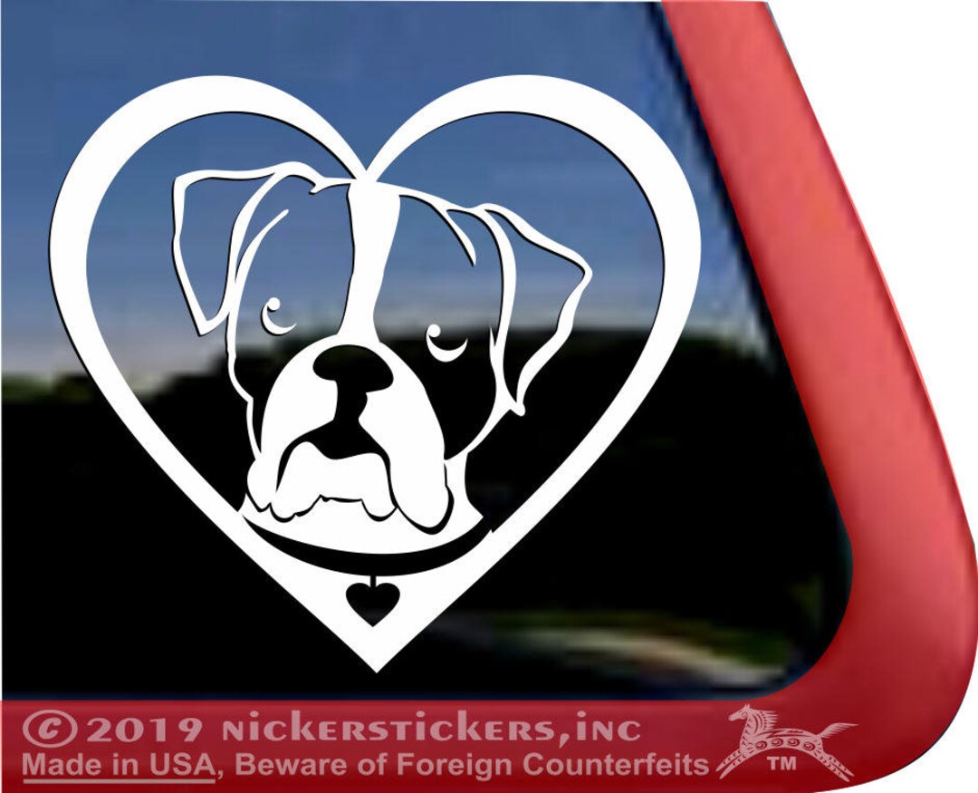 Boxer Love Heart | DC641HRT | High Quality Adhesive Vinyl Dog Window ...