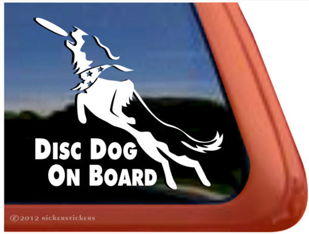 Disc Dog on Board DC516OB High Quality Adhesive Vinyl Border Collie ...
