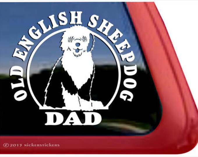 Old English Sheepdogs on Board Car Window Sticker Shepherds Dog Sign ...