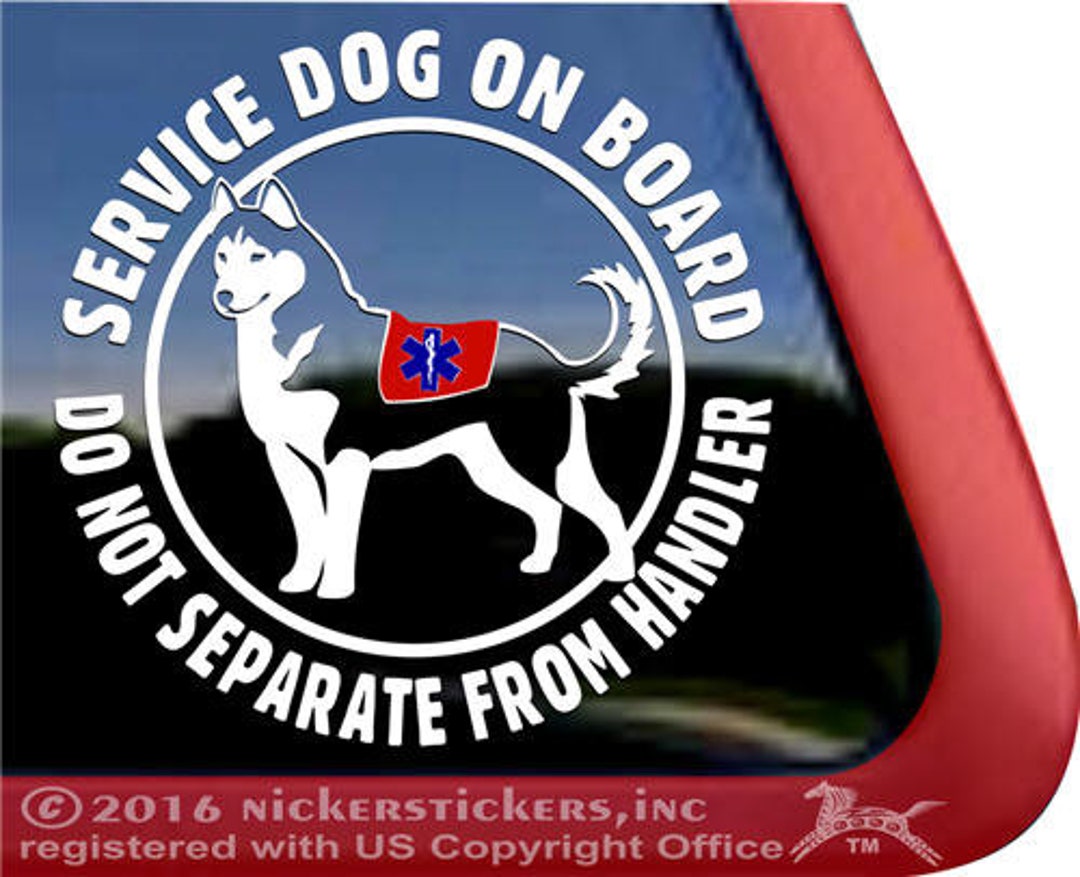 Siberian Husky Service Dog | High Quality Adhesive Vinyl Window Decal ...