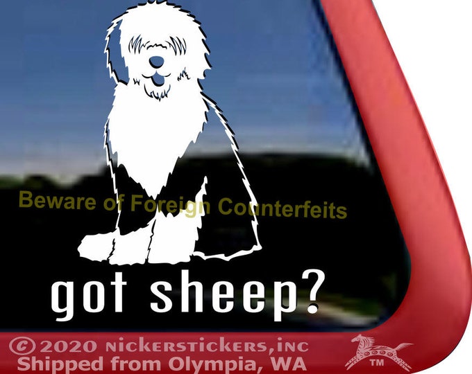 Old English Sheepdogs on Board Car Window Sticker Shepherds Dog Sign ...