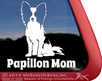 Papillon on Board Car Window Sticker Phalène Continental Toy Spaniel ...