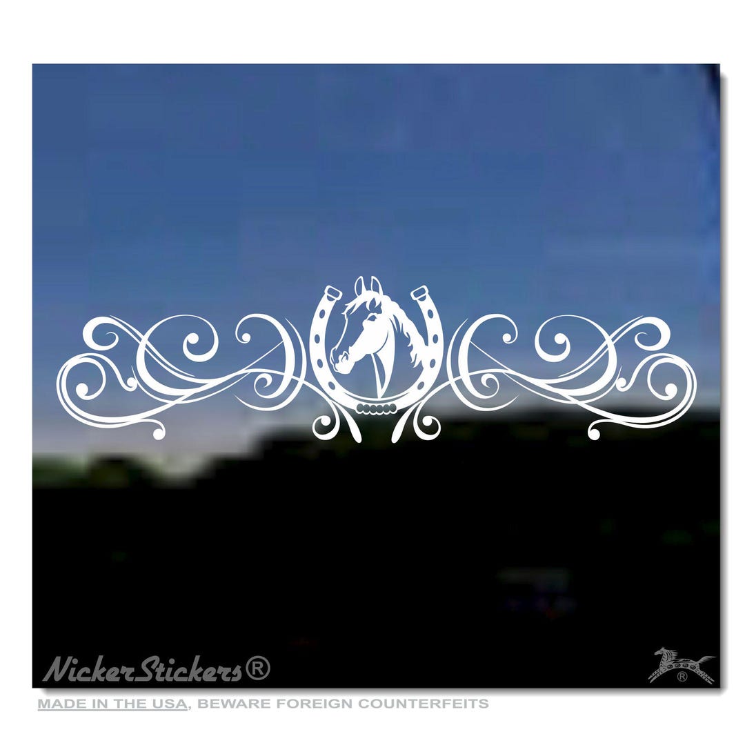 Custom Horse Head Flourish Decal | Choose Size, Color, Add Text ...
