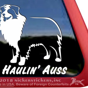 Australian Shepherd Haulin' Auss | High Quality Adhesive Vinyl Window ...