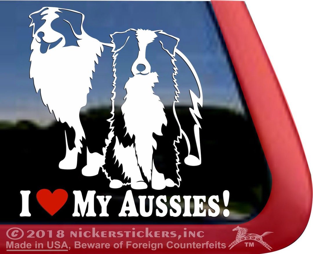 I Love My Aussies | DC1182HEA | High Quality Aussie Window Decal ...