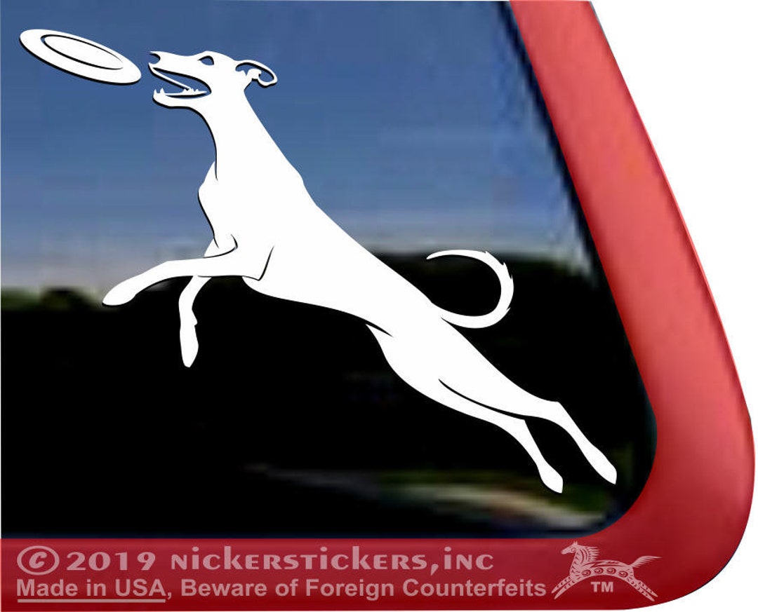 Whippet Disc Dog | DC1307PL | High Quality Adhesive Vinyl Whippet Dog ...