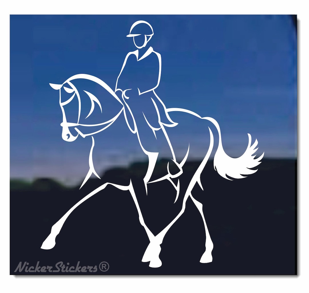 Elegant Dressage Horse & Rider High Quality Adhesive Vinyl Window Decal ...