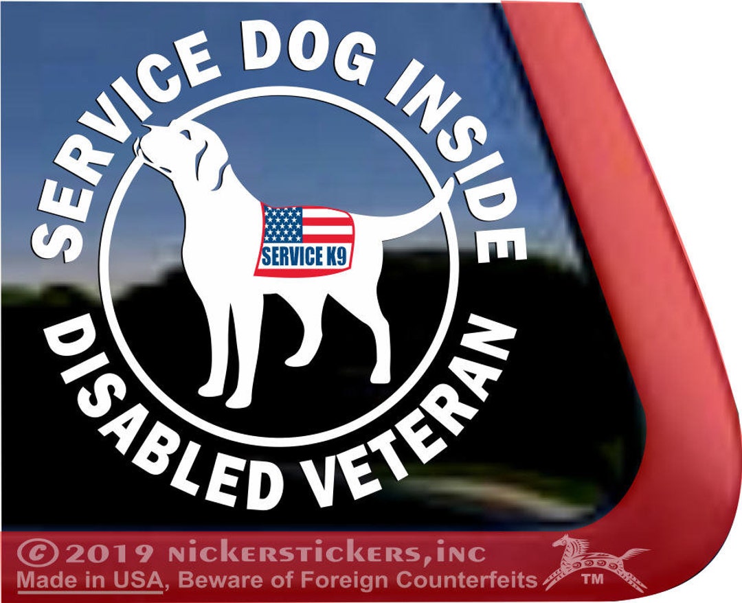 Service Dog Inside Disabled Veteran Quality Adhesive Vinyl Labrador ...