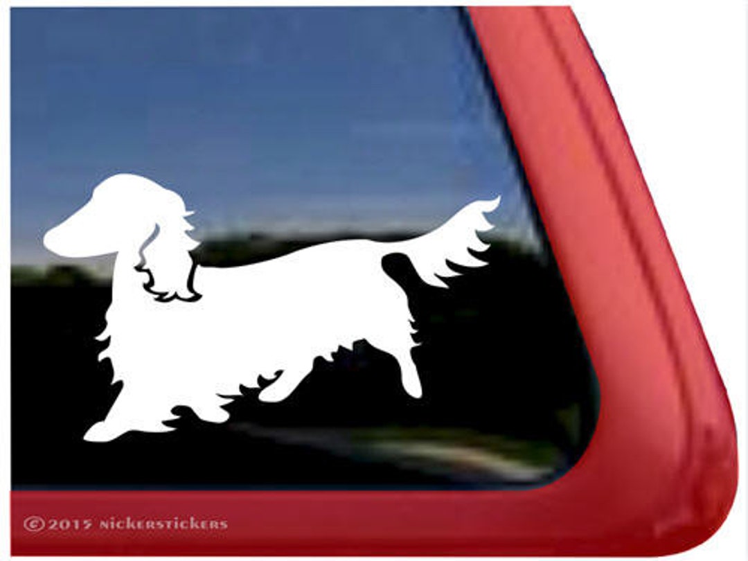 Custom Longhair Dachshund Decal | DC338PL | High Quality Adhesive Vinyl ...