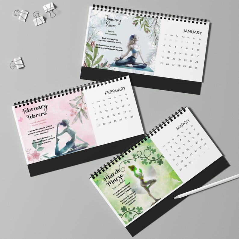 2026 Yoga Affirmation Desk Calendar | Bilingual English Spanish - Etsy ...
