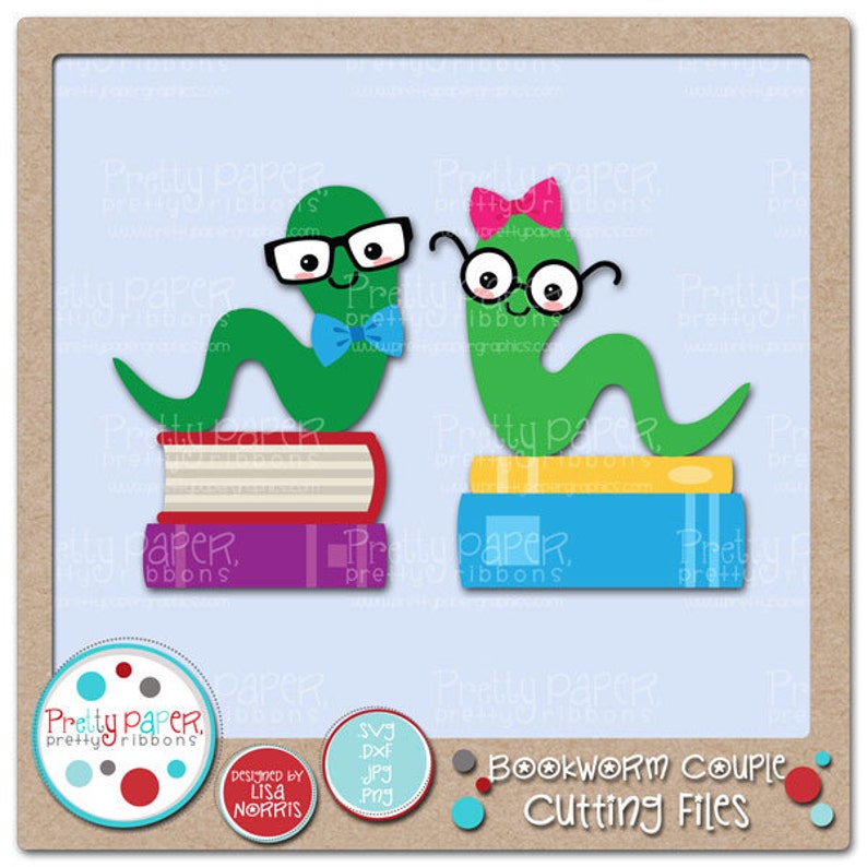 Bookworm Couple Cutting Files & Clip Art Instant Download | Etsy