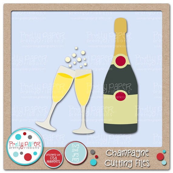 Champagne Cutting Files & Clip Art Instant Download | Etsy