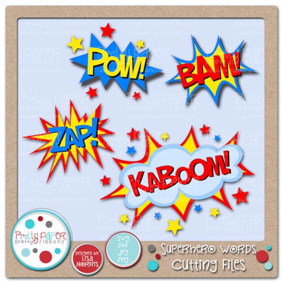 Superhero Words Cutting Files and Clip Art - Instant Download - Etsy