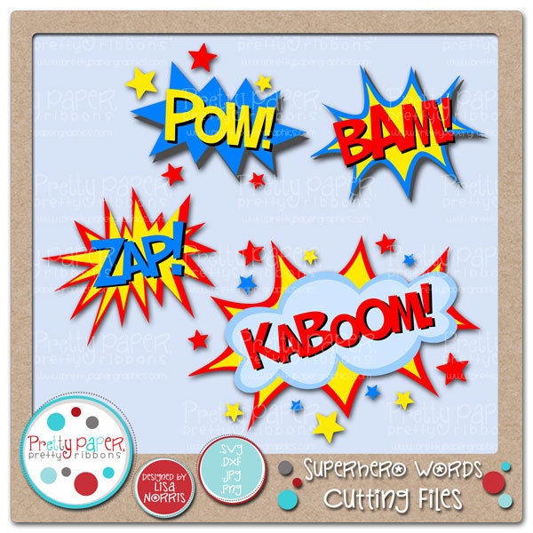 Superhero Words Cutting Files and Clip Art Instant Download | Etsy