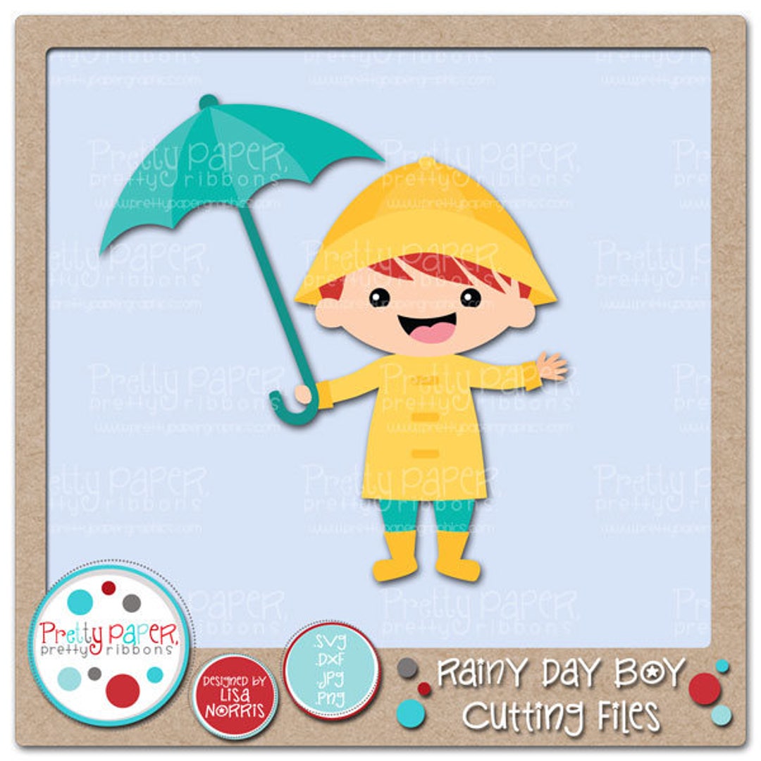 Rainy Day Boy Cutting Files & Clip Art - Instant Download - Etsy