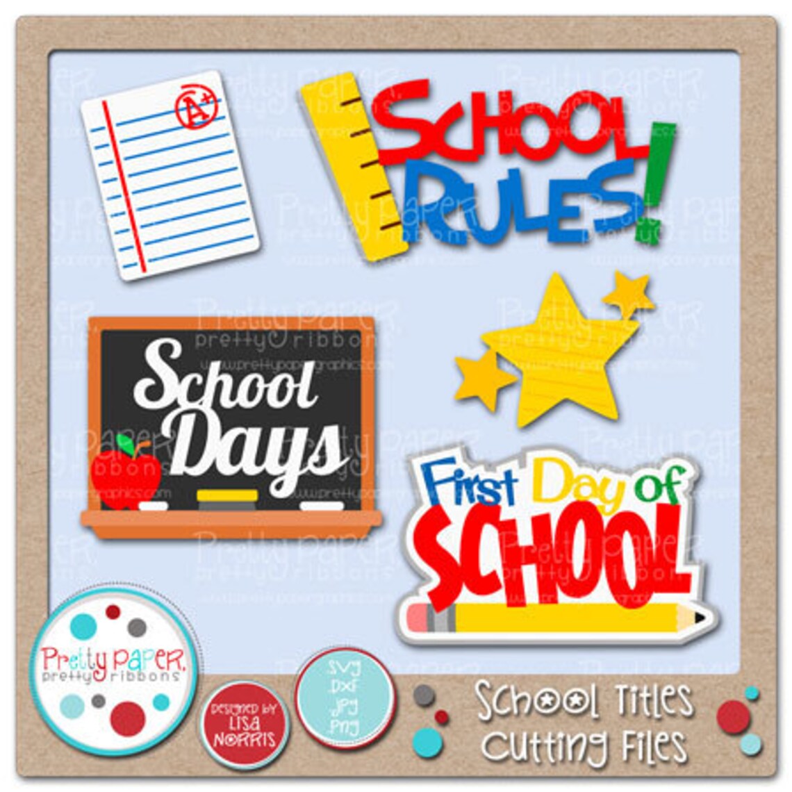 School Titles Cutting Files & Clip Art - Instant Download - Etsy