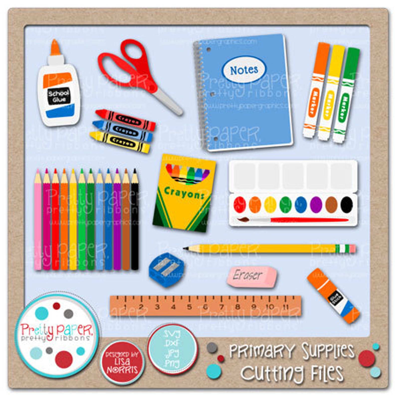 Primary Supplies Cutting Files & Clip Art - Instant Download - Etsy