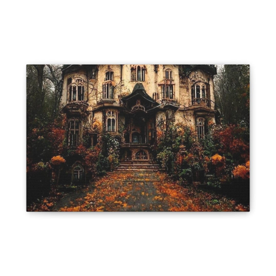 Vintage Haunted House Canvas Print: Gothic Fall Home Decor - Etsy