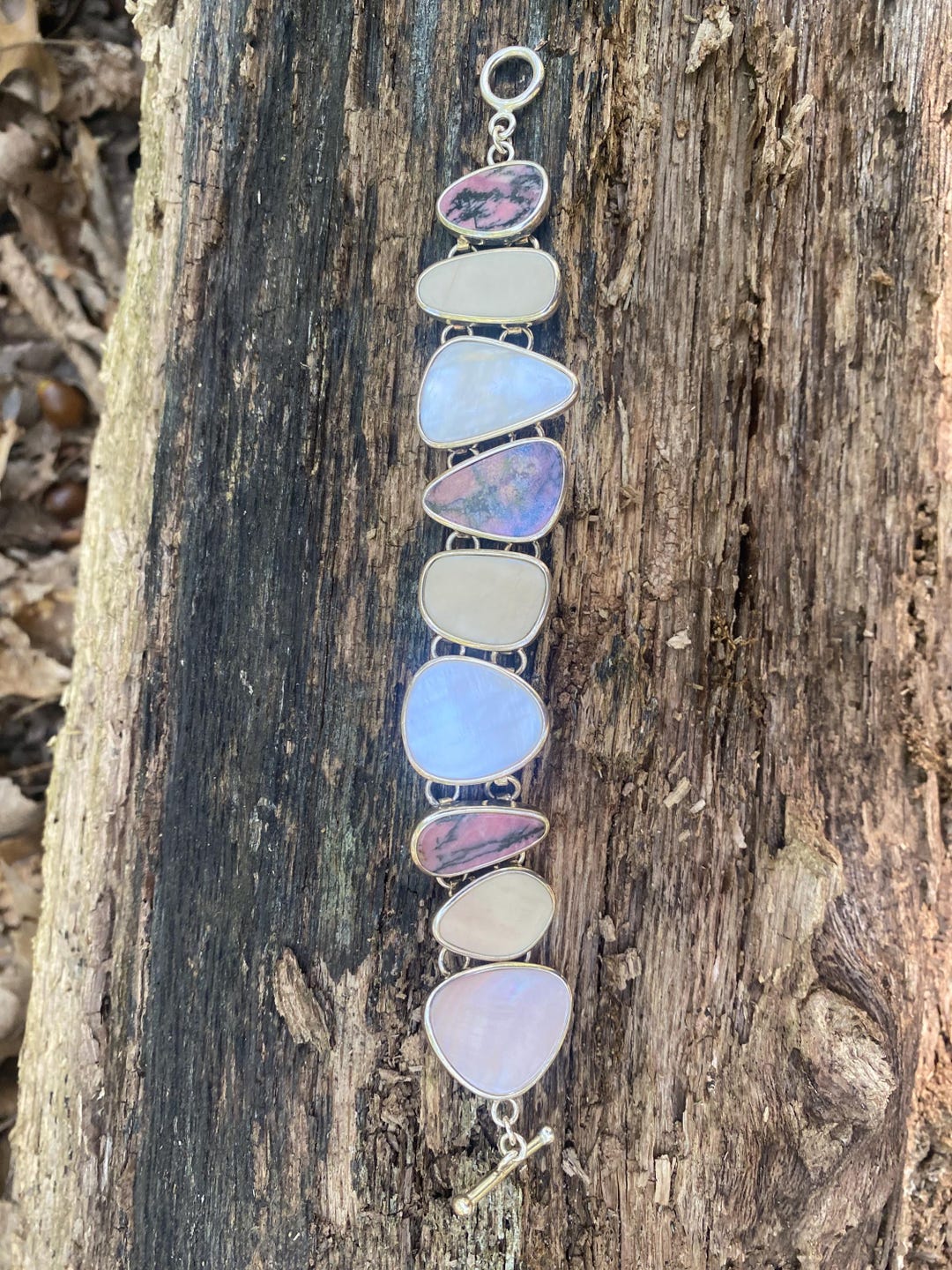 Whitney Kelly Pink Rhodonite, Mother of Pearl, Moonstone 8” Sterling ...