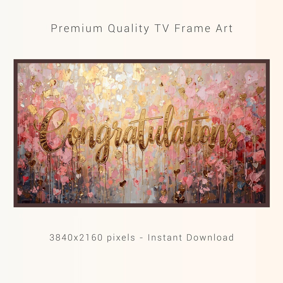 Congratulations With Gold and Pink Colors Frame TV Art - (digital ...