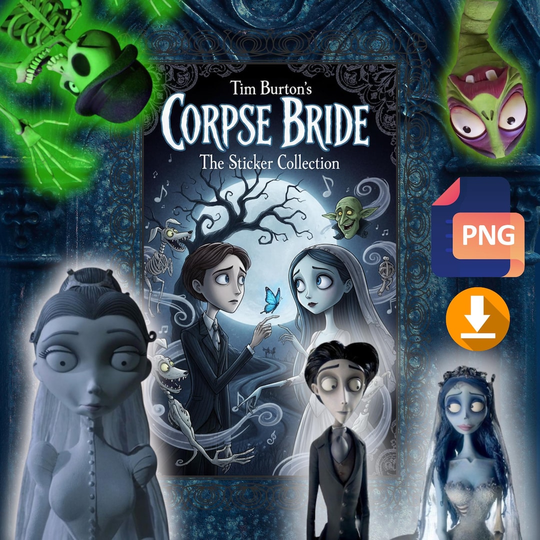 Corpse Bride Digital Sticker Pack, Tim Burton Fan Art (PNG Files) - Etsy