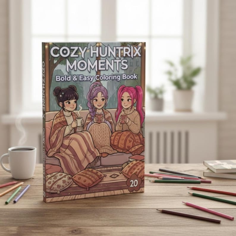Huntrix K-pop Demon Hunters Coloring Book, 20 Cozy and Comfy Pages ...