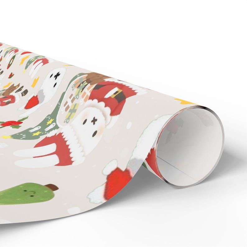 Whimsical Miffy Bunny Santa and Holiday Icons Wrapping Paper ...