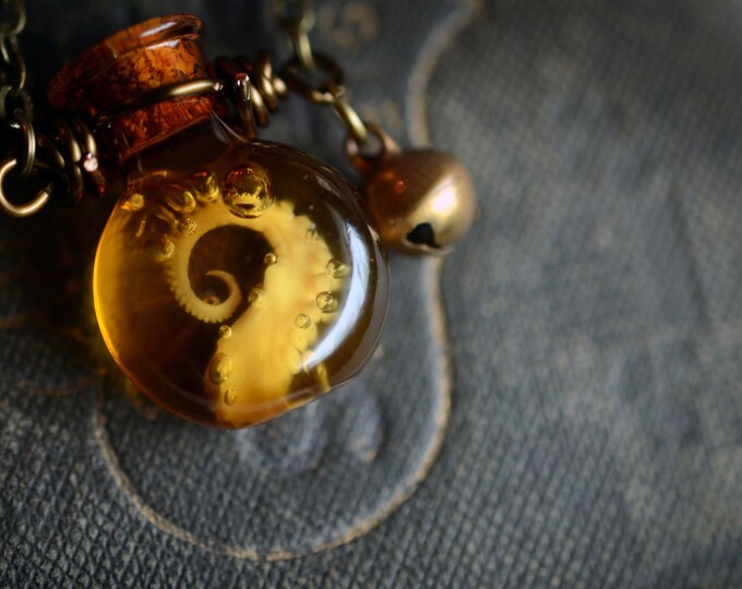 Octopus Tentacle In Amber Glass Bottle Etsy