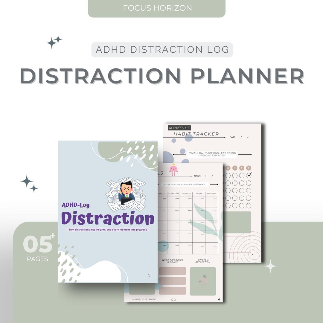 ADHD Focus & Distraction Tracker | Printable Productivity Planner ...