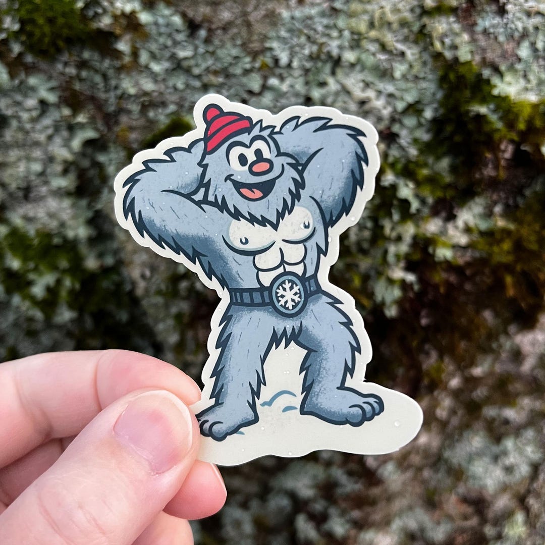 Abdominal Snowman Vinyl Sticker, Funny Yeti Gym Buddy, PNW Cryptid ...