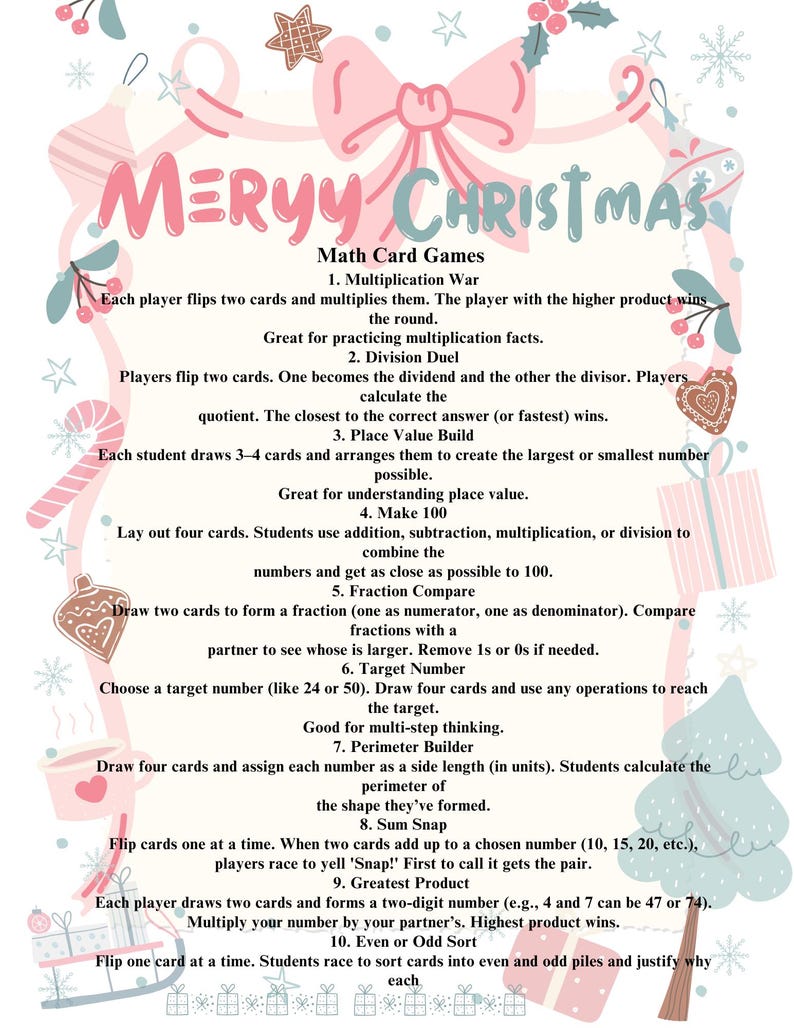 Math Card Games - Etsy