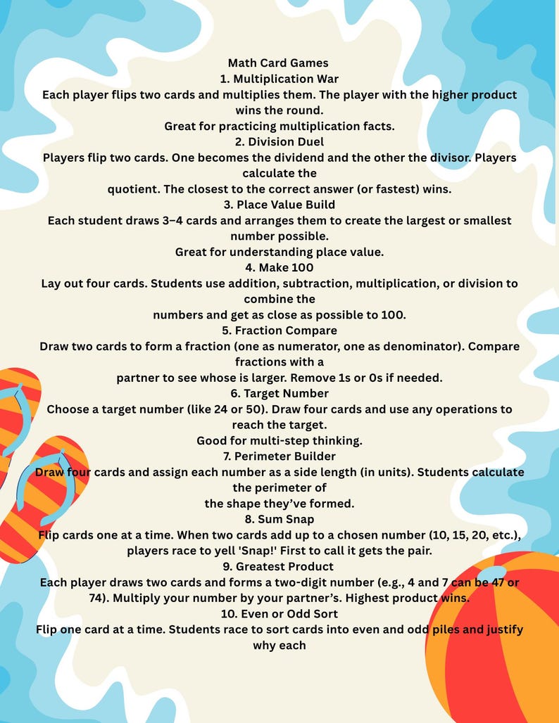 Math Card Games - Etsy