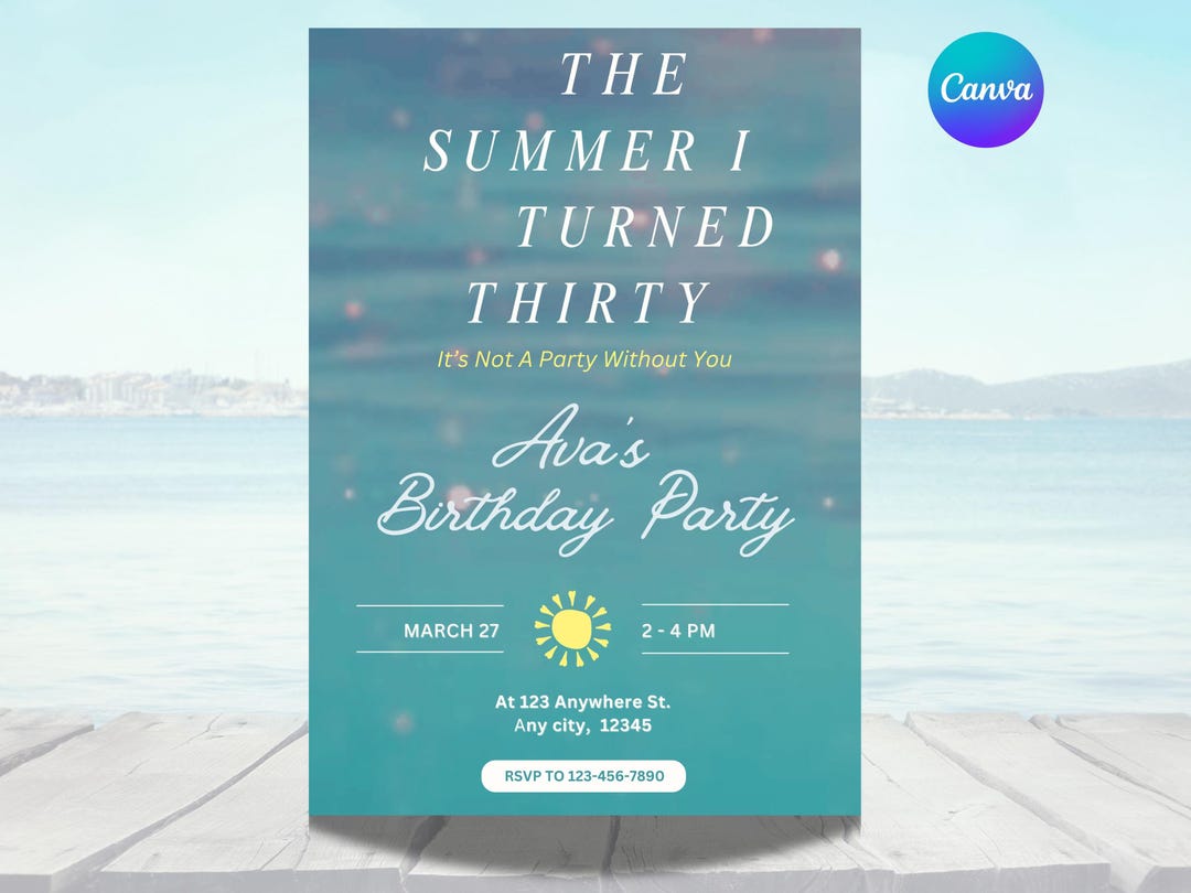 Editable Birthday Invitation | Cousins Beach Party Printable | Summer I ...