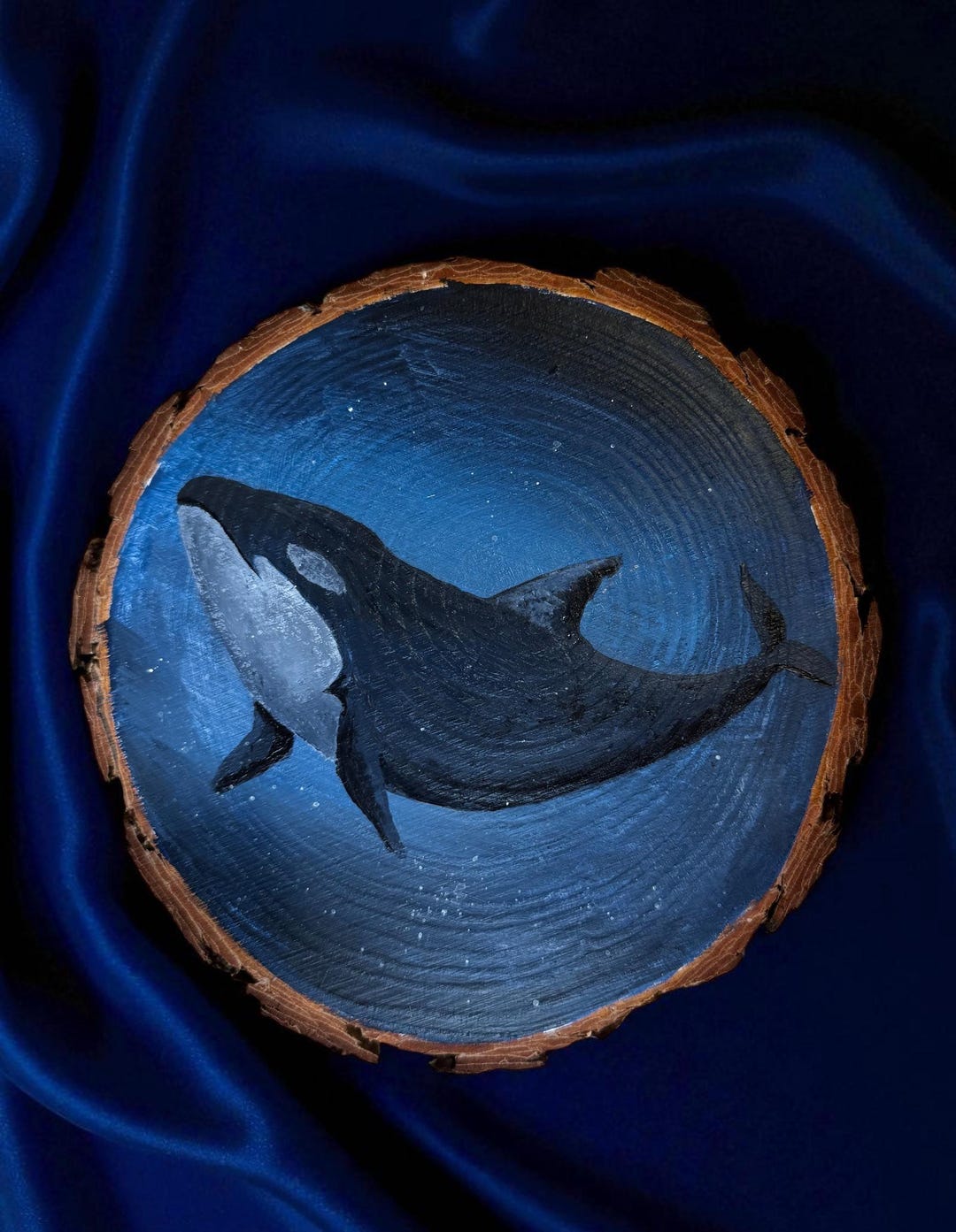 Hand-painted Whale Acrylic Painting on Natural Wood Slice - Etsy