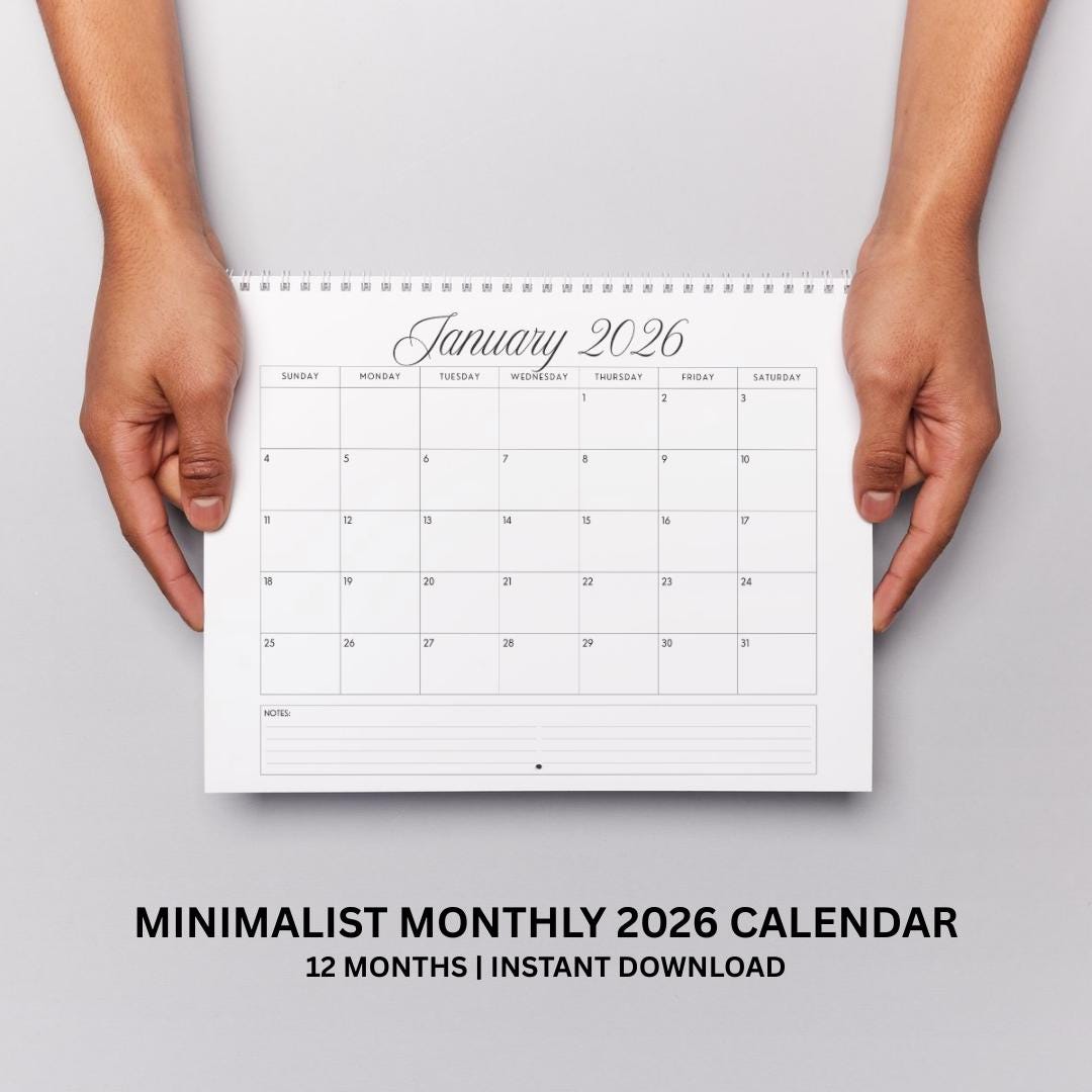 Minimalist 2026 Digital + Printable Calendar - Etsy