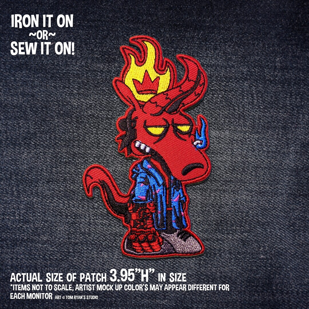 Heckboy Hellboy Rocko Mach up Iron on Patch Parody Tom Ryan's Studio - Etsy