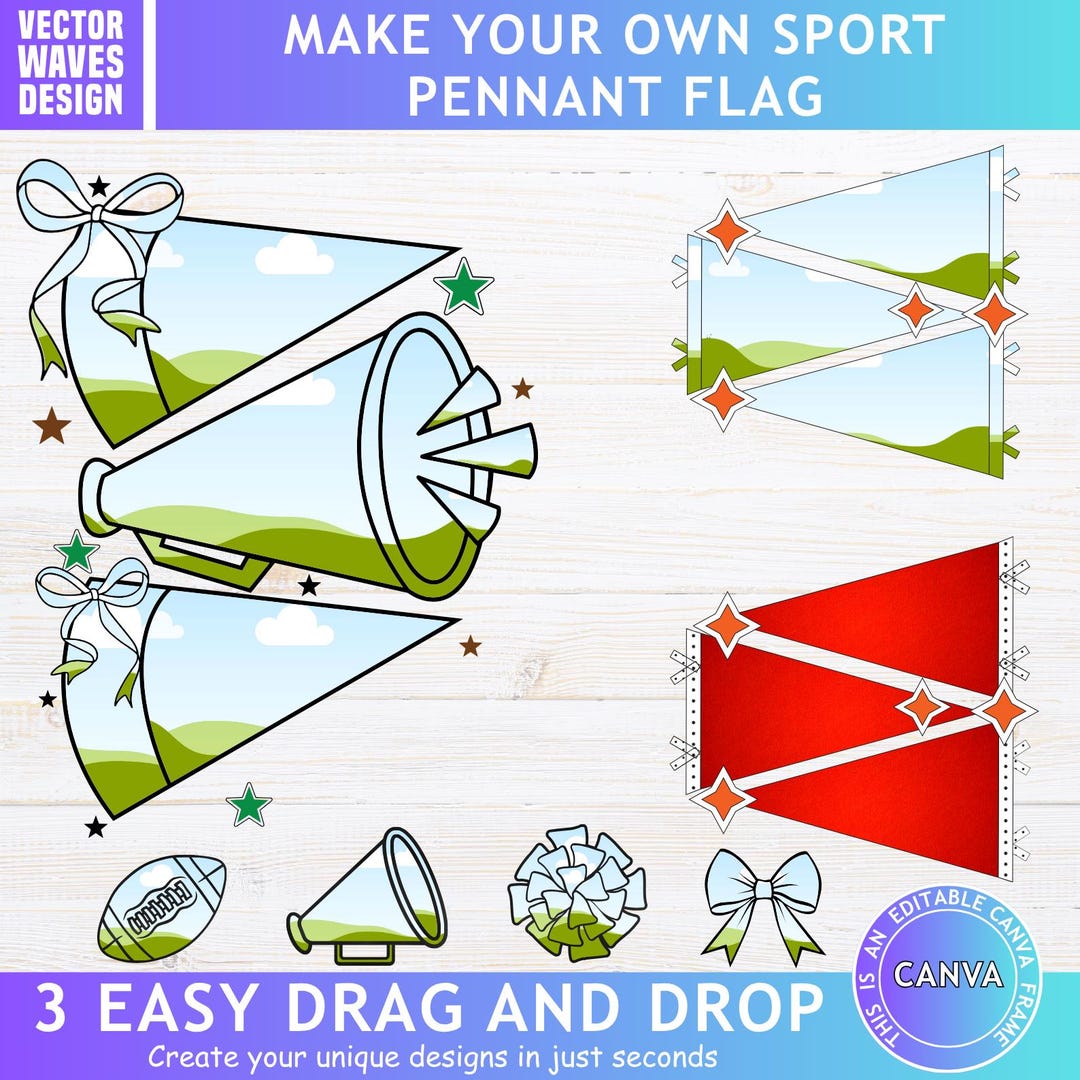 School Spirit Pennant Editable Canva Frames, School Mascot, Pennant ...