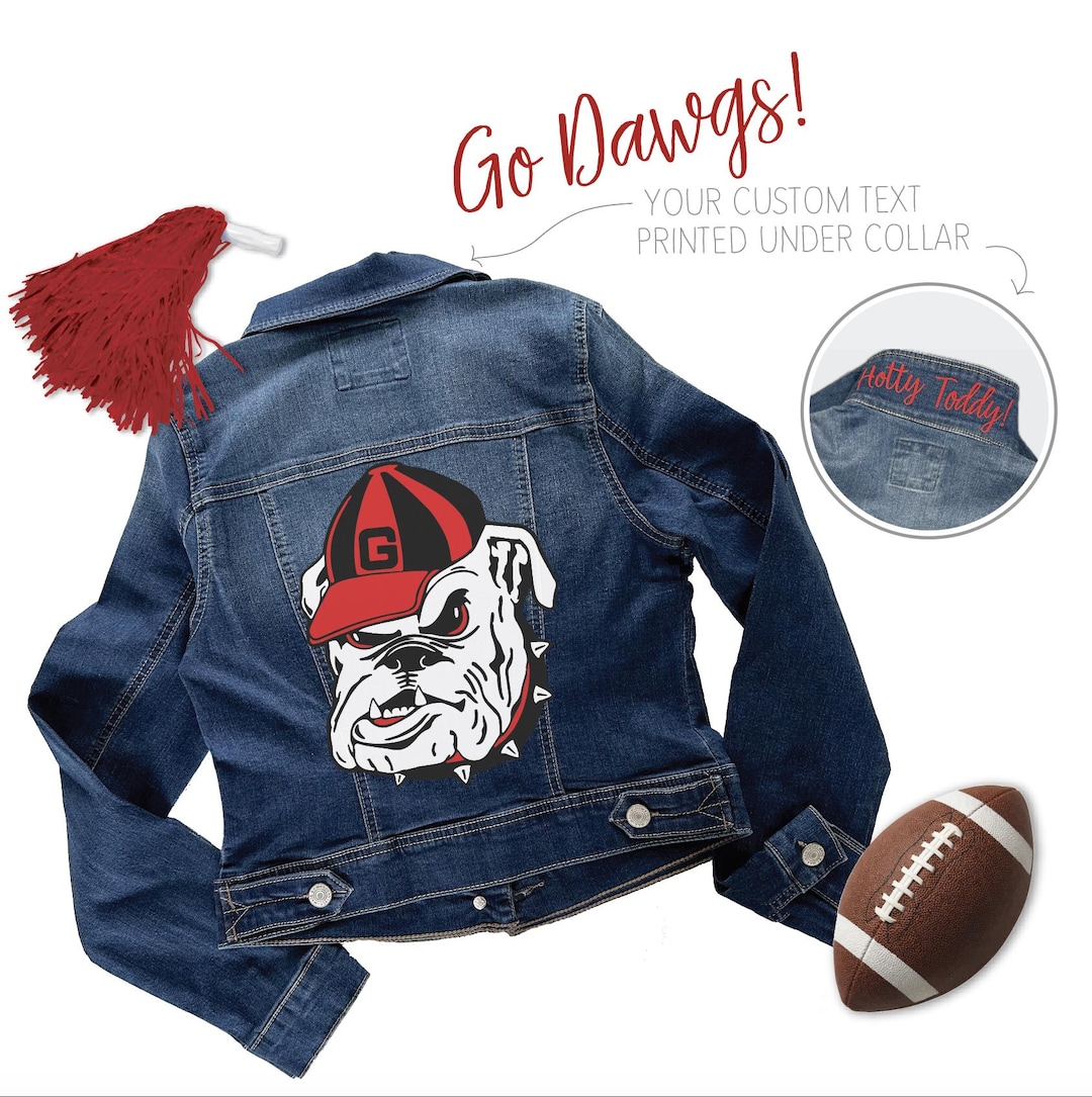 Custom Georgia Bulldogs Denim Jacket UGA Mascot Go Dawgs College Game ...