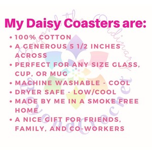 Blue Multi Daisy Coasters, Set of 4 Large Mug Size Cotton Coasters ...