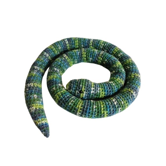 4 Foot Long Crochet Snake in Shades of Green and Blue - Etsy