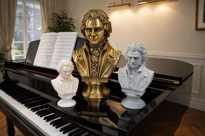 Beethoven Bust Statue | 3D Printed Classical Composer Sculpture | Piano ...